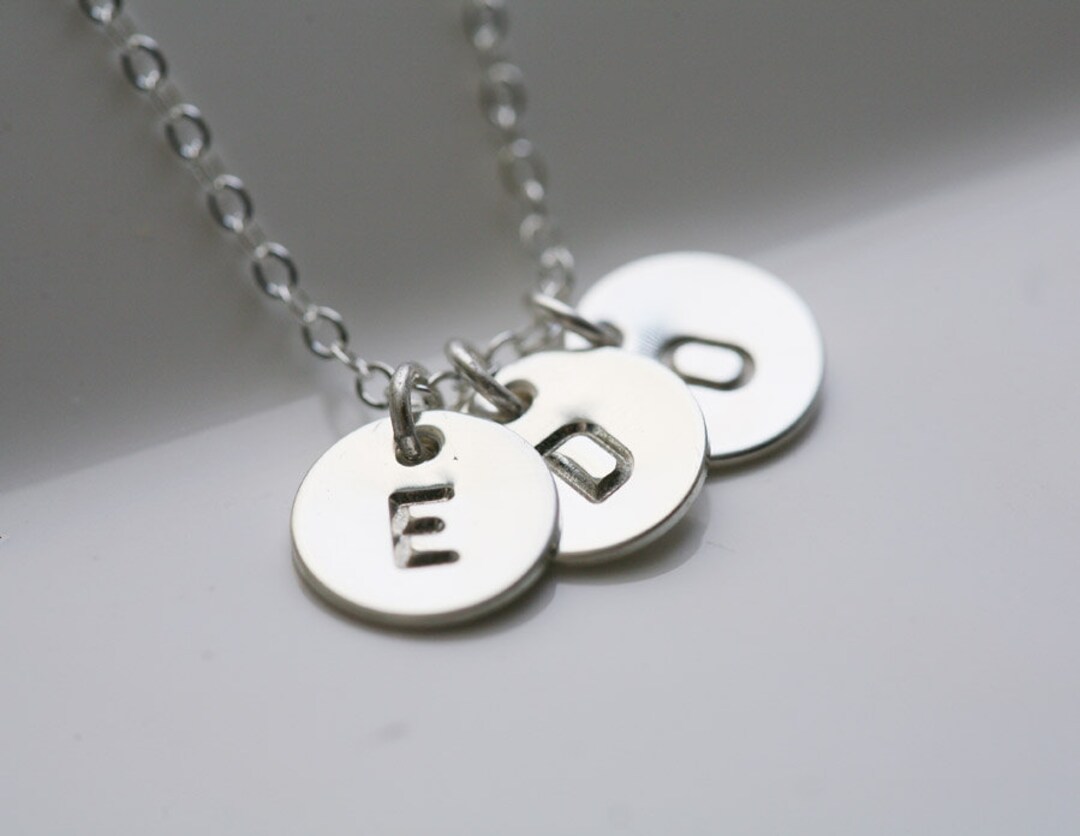 Three Initials Necklace,custom Font Monograms,sterling Silver,couple ...