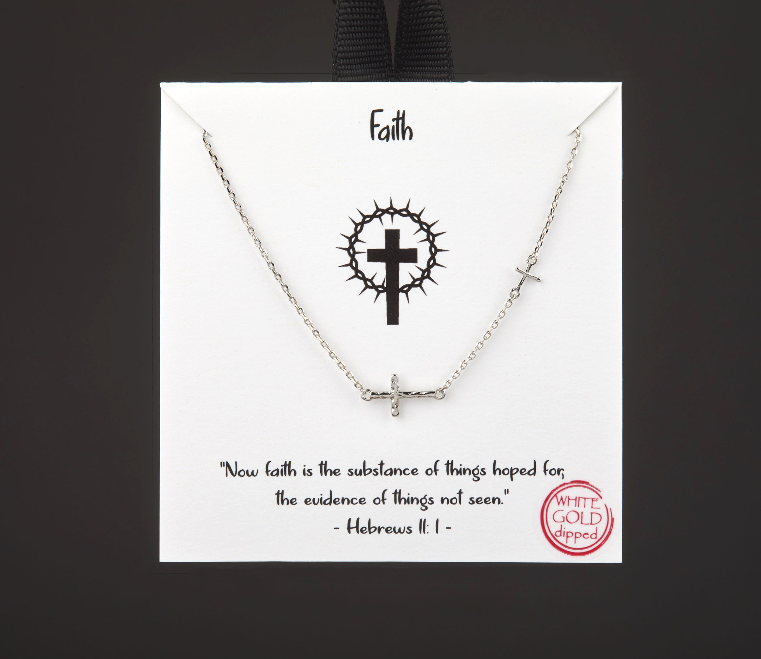 Double Sideways Cross Necklace With Note Card,textured Hammered ...