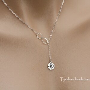 Sterling Silver Infinity Compass Lariat Necklace,graduation Gifts ...