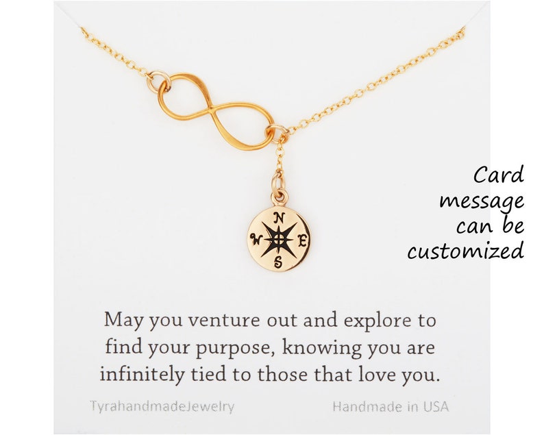 Sterling Silver Infinity Compass Lariat Y Necklacefollow Your - Etsy