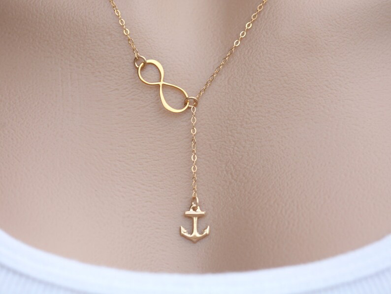Gold Cross Anchor Necklacesideways Cross Lariatwedding - Etsy