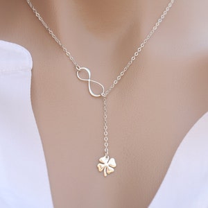 Infinity Clover Lariat Y Necklace,four Leaf Clover Shamrock Necklace ...