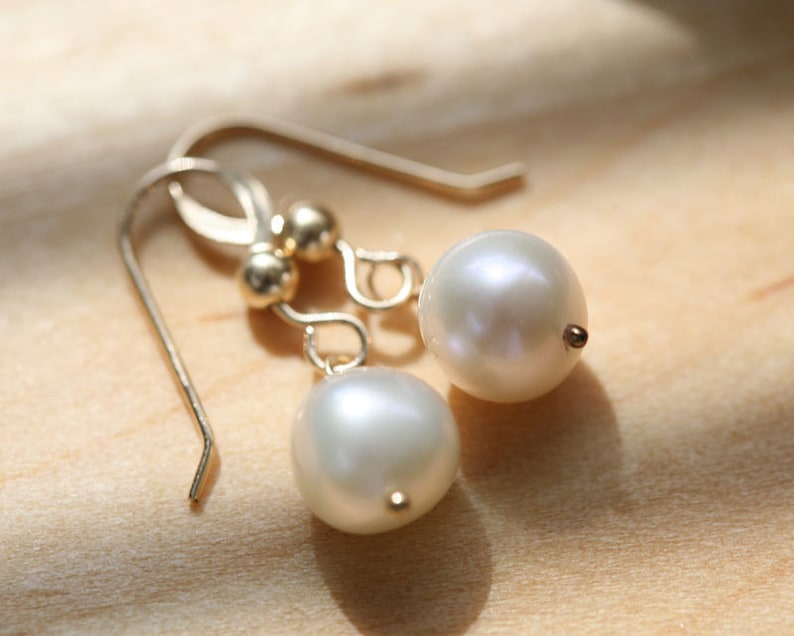 Classic Round Freshwater Pearl Earrings,wire Wrapped Pearl,gold or ...