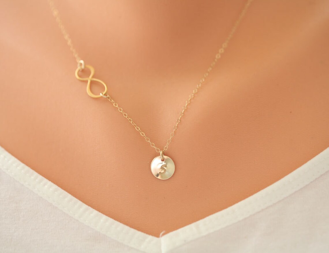 Gold Infinity Necklace,initial Necklace,sideways Infinity,custom ...