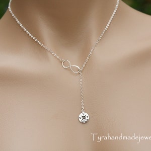 Sterling Silver Infinity Compass Lariat Necklace,graduation Gifts ...
