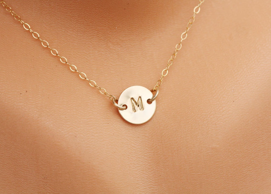 Personalized Initial Necklace,initial Disc Necklace,gold Filled Initail ...