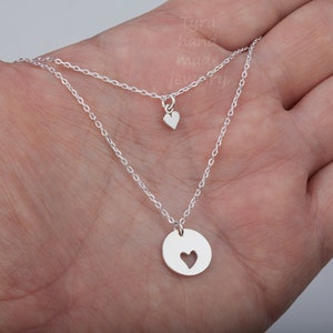 Mother Daughter Heart Necklace,sterling Silver Double Layer Necklace ...