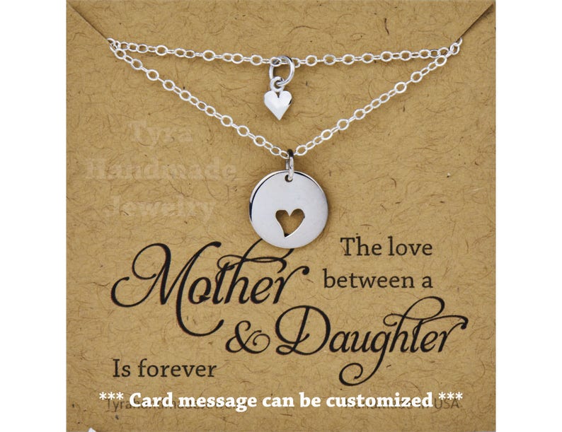 Mother Daughter Heart necklacesterling silver double layer | Etsy