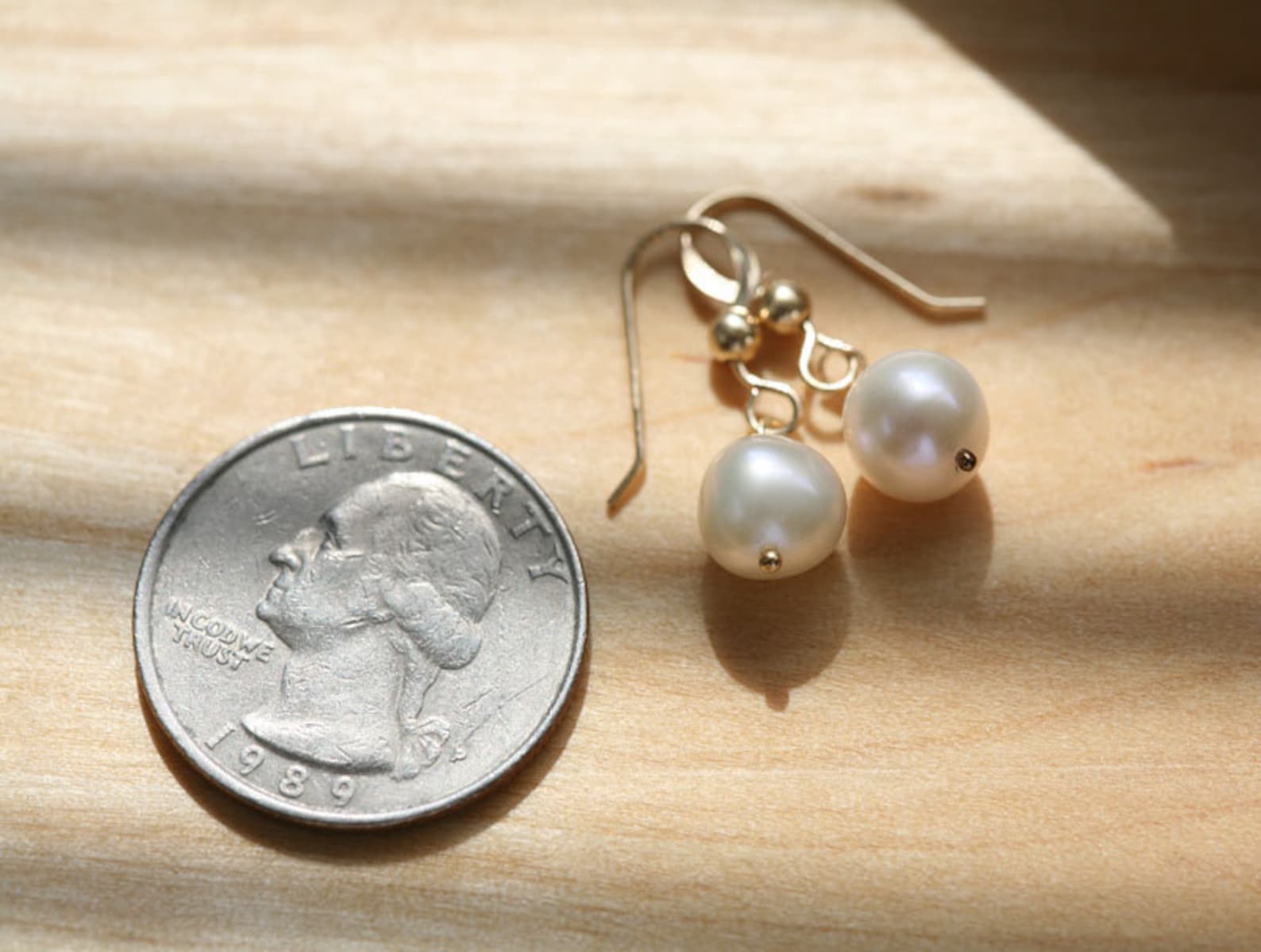 Classic Round Freshwater Pearl Earrings,wire Wrapped Pearl,gold or ...
