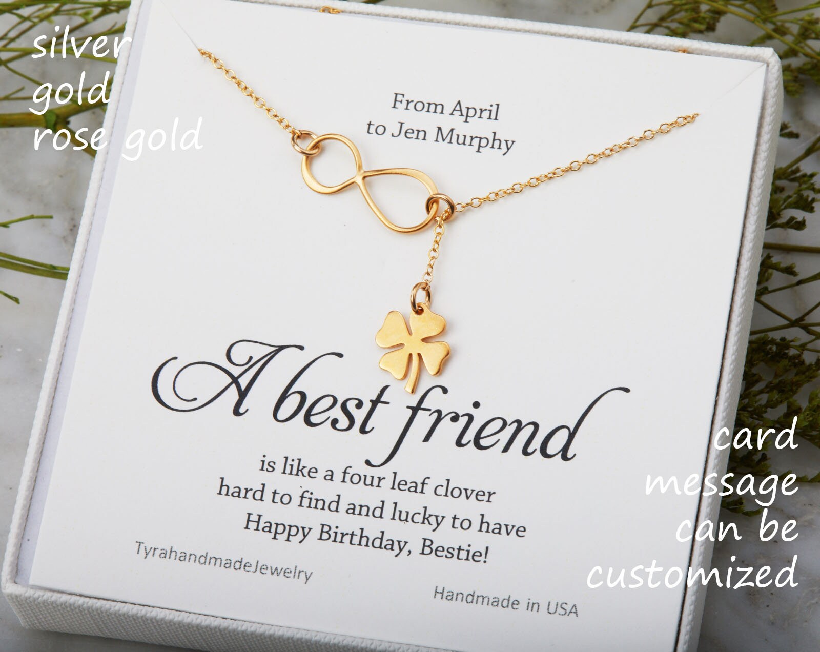 Best Friend Like a Clover Necklacefour Leaf Clover Infinity | Etsy