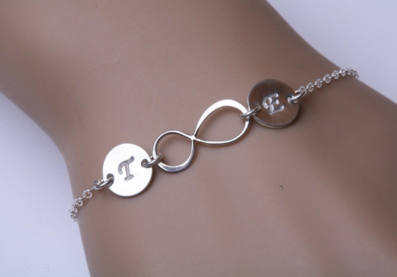 Infinity initial braceletcustom monogram braceletCouple | Etsy