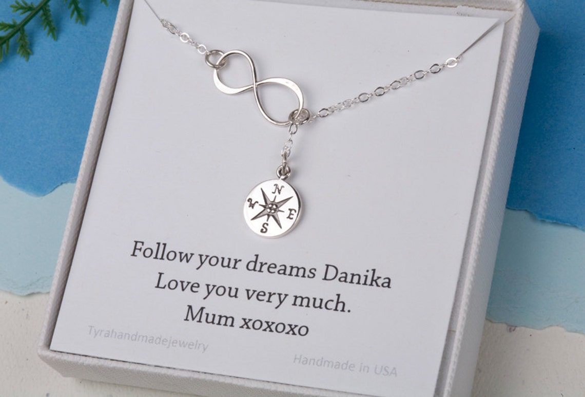 Infinity Compass Lariaty Necklacepersonalized Note - Etsy