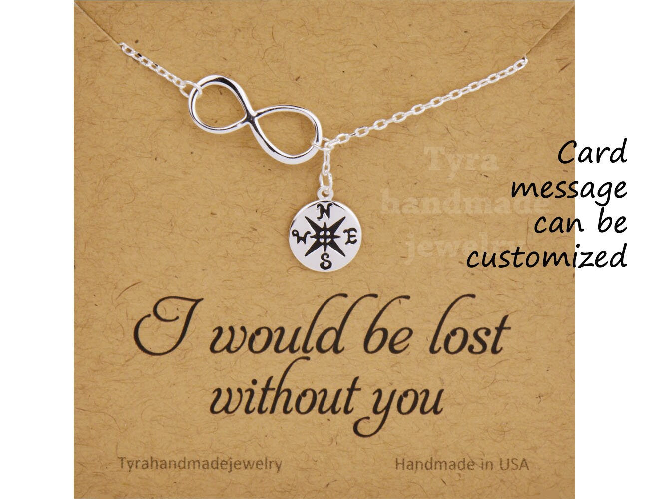 Infinity Compass Lariaty Necklacepersonalized Note | Etsy
