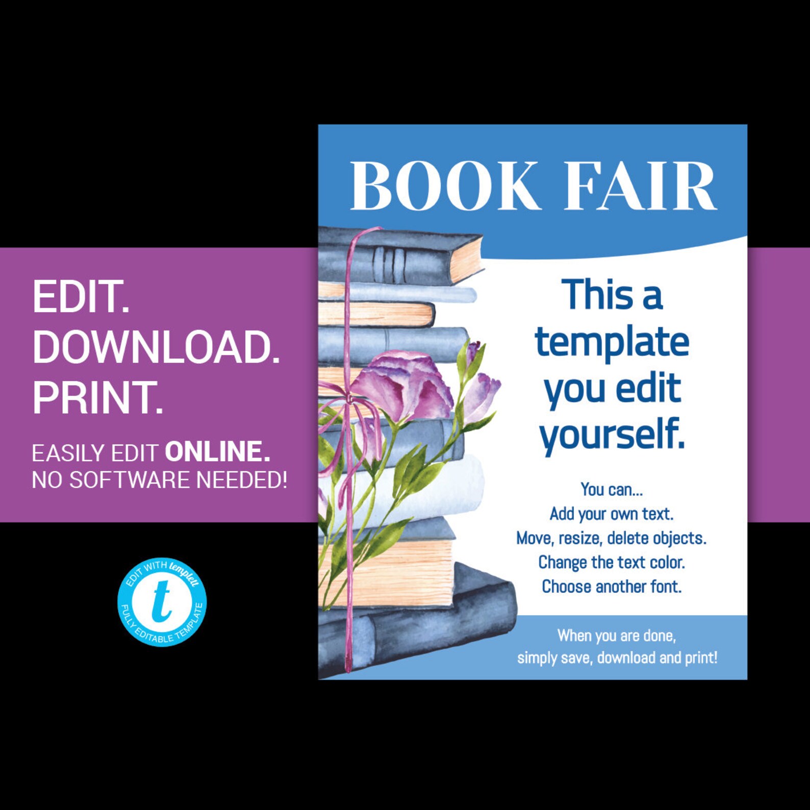 EDITABLE Used Book Fair Flyer Sale Exchange Swap Event Invite Poster ...