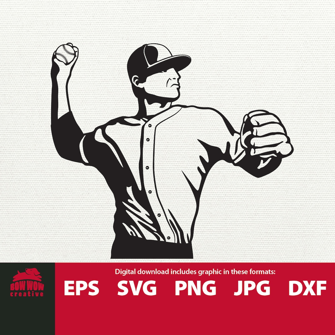 Vintage Baseball Player Svg Pitcher Svg Pitcher Clipart Retro Baseball ...