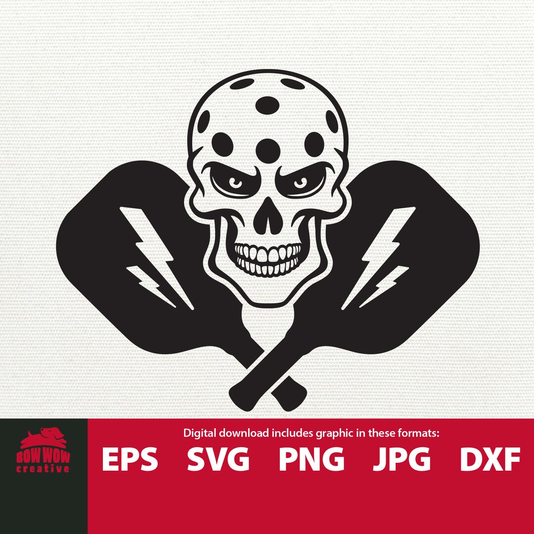Pickleball Skull and Paddles Svg Clipart Cutting File Funny Gift for ...