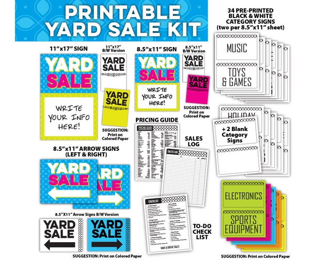 Yard Sale Sign Kit Bundle Tag Sale Sign Garage Sale Sign | Etsy