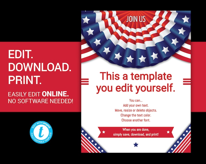 EDITABLE Patriotic Flyer Patriotic Poster Patriotic Template - Etsy