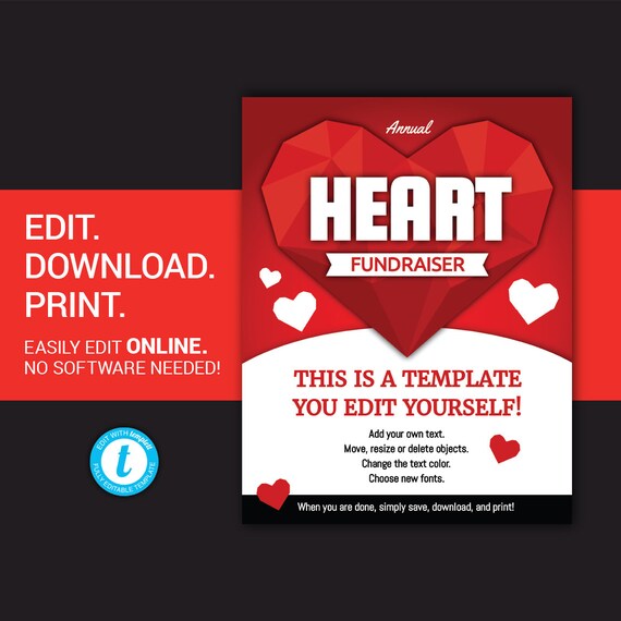 EDITABLE HEART HEALTH flyer template heart fundraiser heart | Etsy