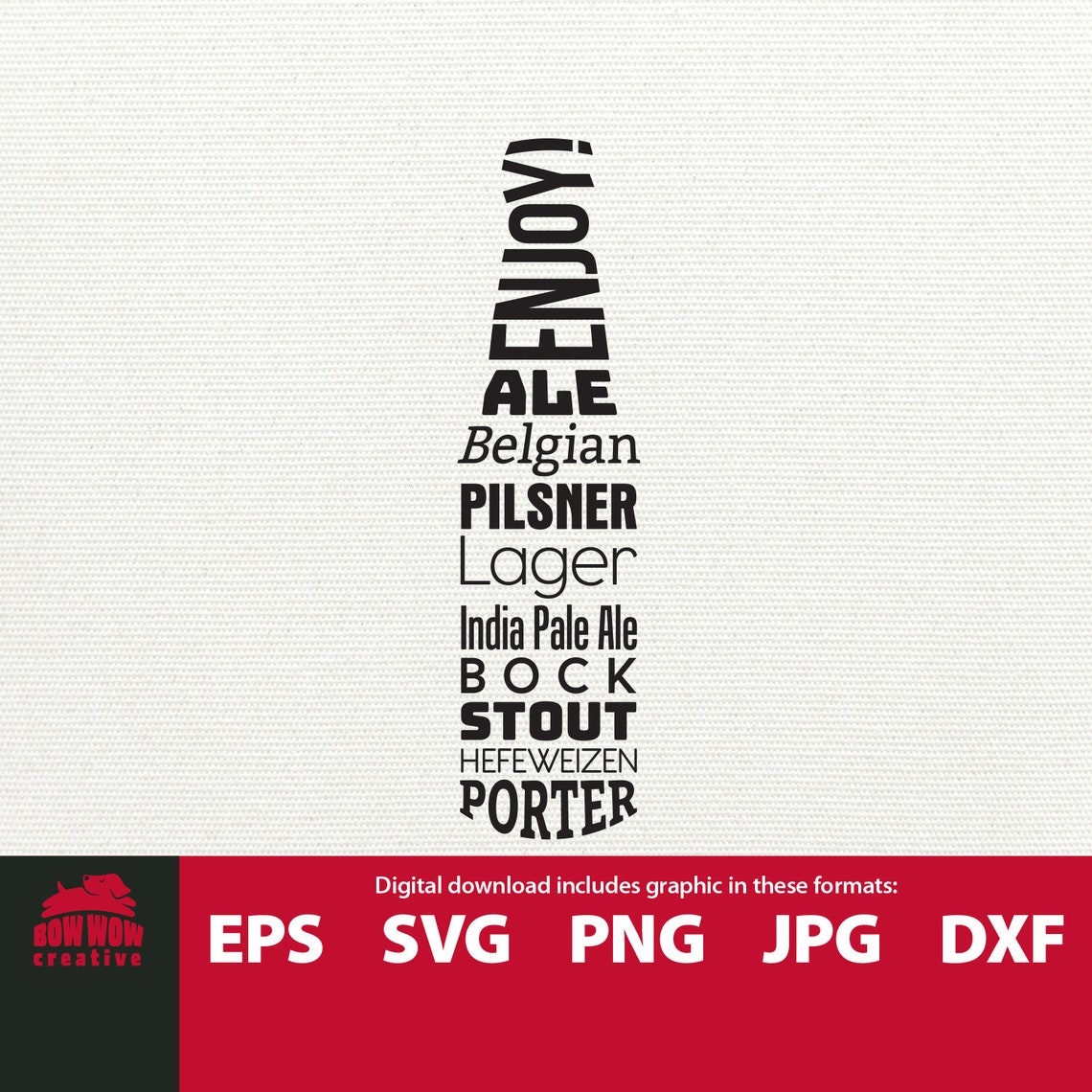 Beer SVG Varieties of Beer in Shape of Bottle Printable Wall Decor ...