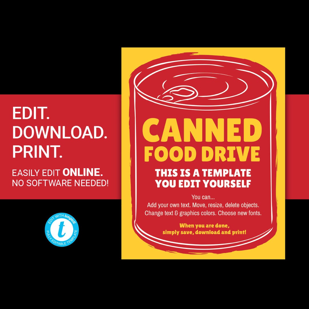 EDITABLE Canned Food Drive Flyer Homeless Drive Flyer Printable ...