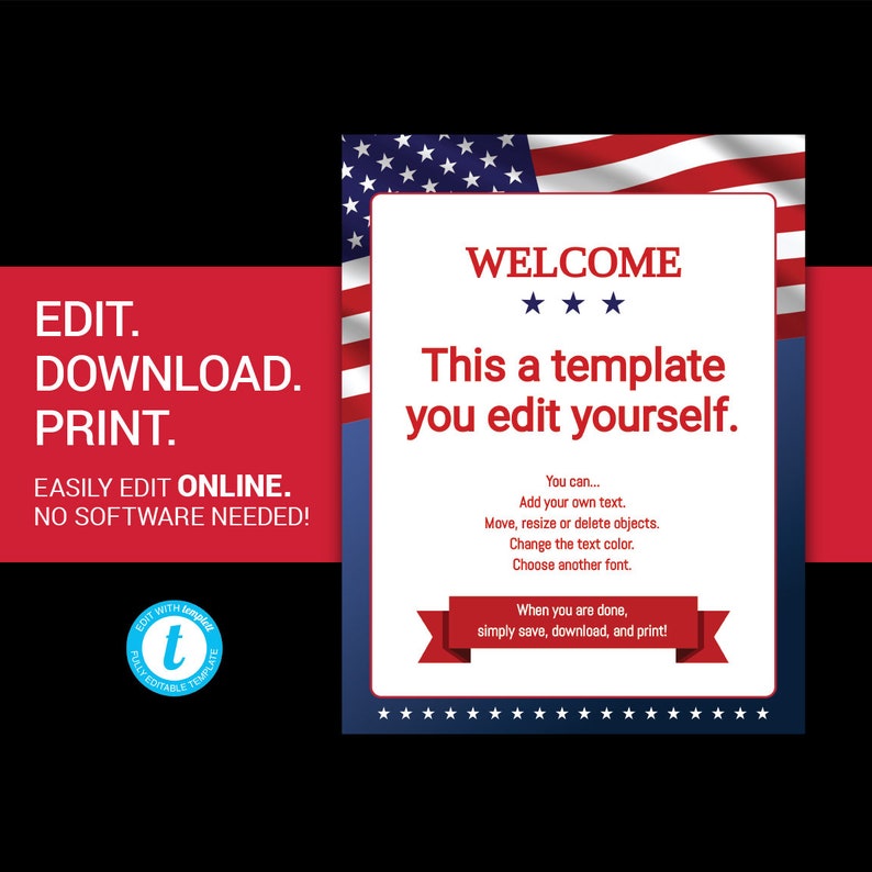 EDITABLE Patriotic Stars and Stripes Flag Flyer Poster | Etsy