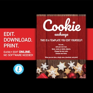 EDITABLE Christmas Cookie Exchange Flyer Cookie Exchange Flyer Poster ...