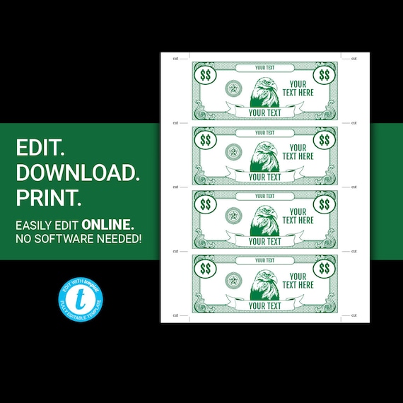 Printable Play Money Template