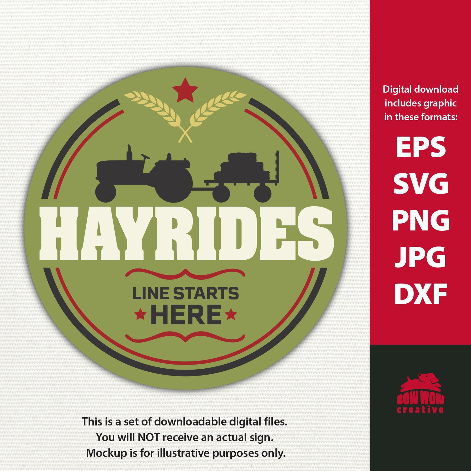 Hayrides Sign Svg Farm Tractor and Bales of Hay Fall Autumn - Etsy