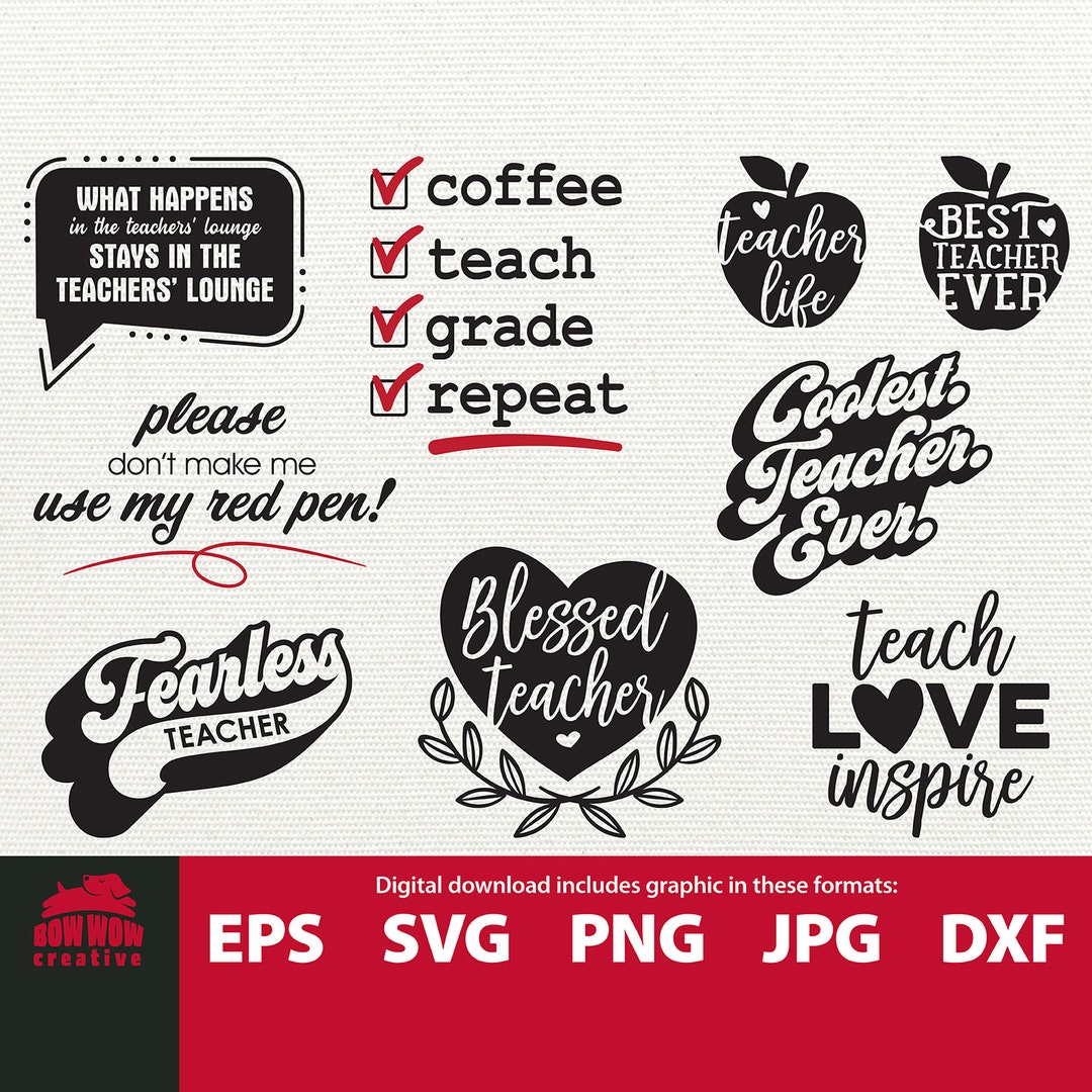 Teacher Quote Svg Bundle Teacher Svg Bundle Funny Teacher Cutting Files ...