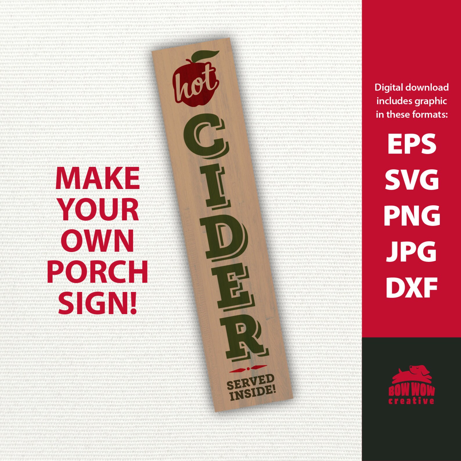 Hot Cider Porch Sign SVG Fall Porch Sign Vertical Fall Sign | Etsy