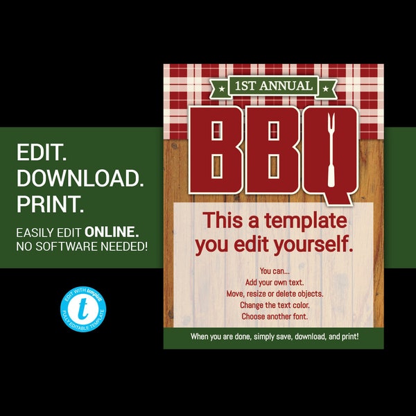 Buy Bbq Ticket Template Online - Etsy