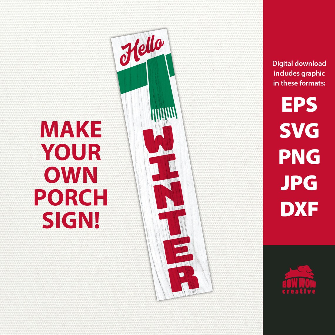 Hello Winter porch sign svg winter porch sign svg vertical | Etsy