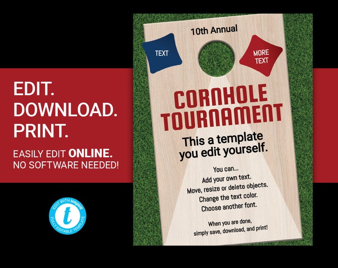 EDITABLE Cornhole Tournament Competition Tourney Printable - Etsy