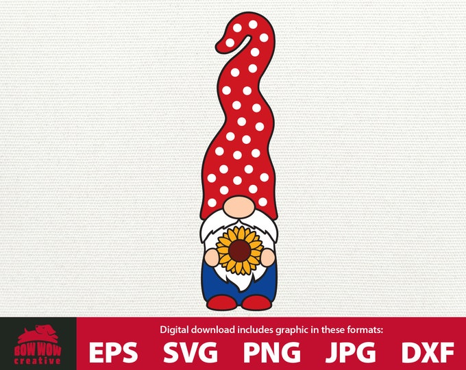 Gnomes With Sunflower Svg File, Flower Nordic Gnomes Svg, Gnome Svg ...