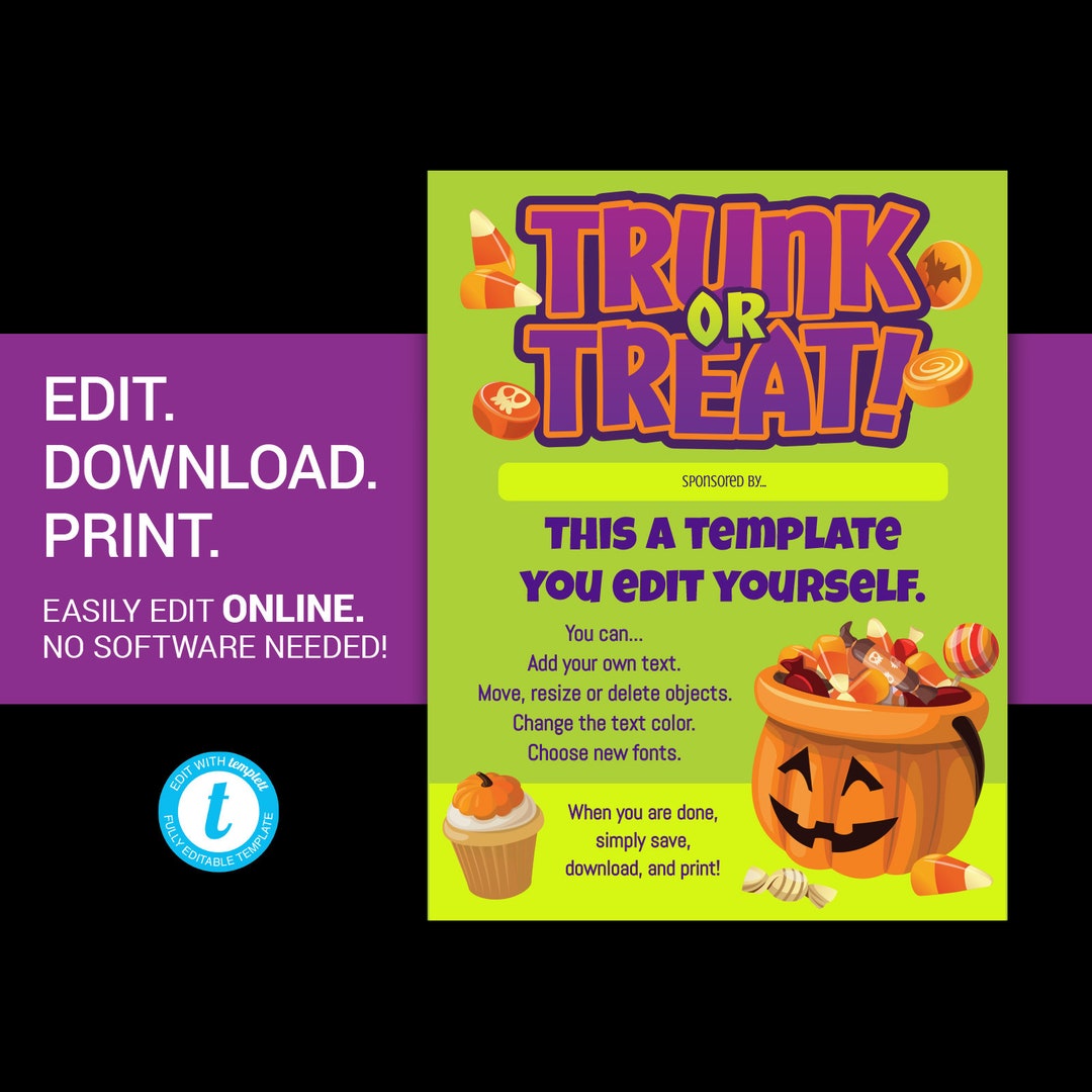 EDITABLE Trunk or Treat Flyer Trunk or Treat Halloween Flyer Halloween ...