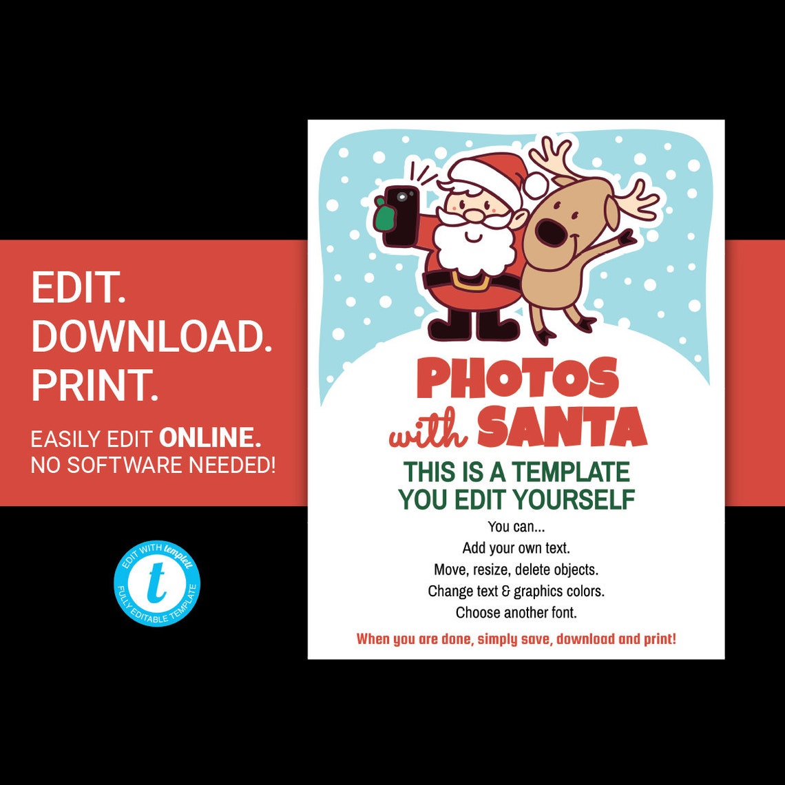 EDITABLE Photos With Santa Claus Christmas Kids Photography - Etsy