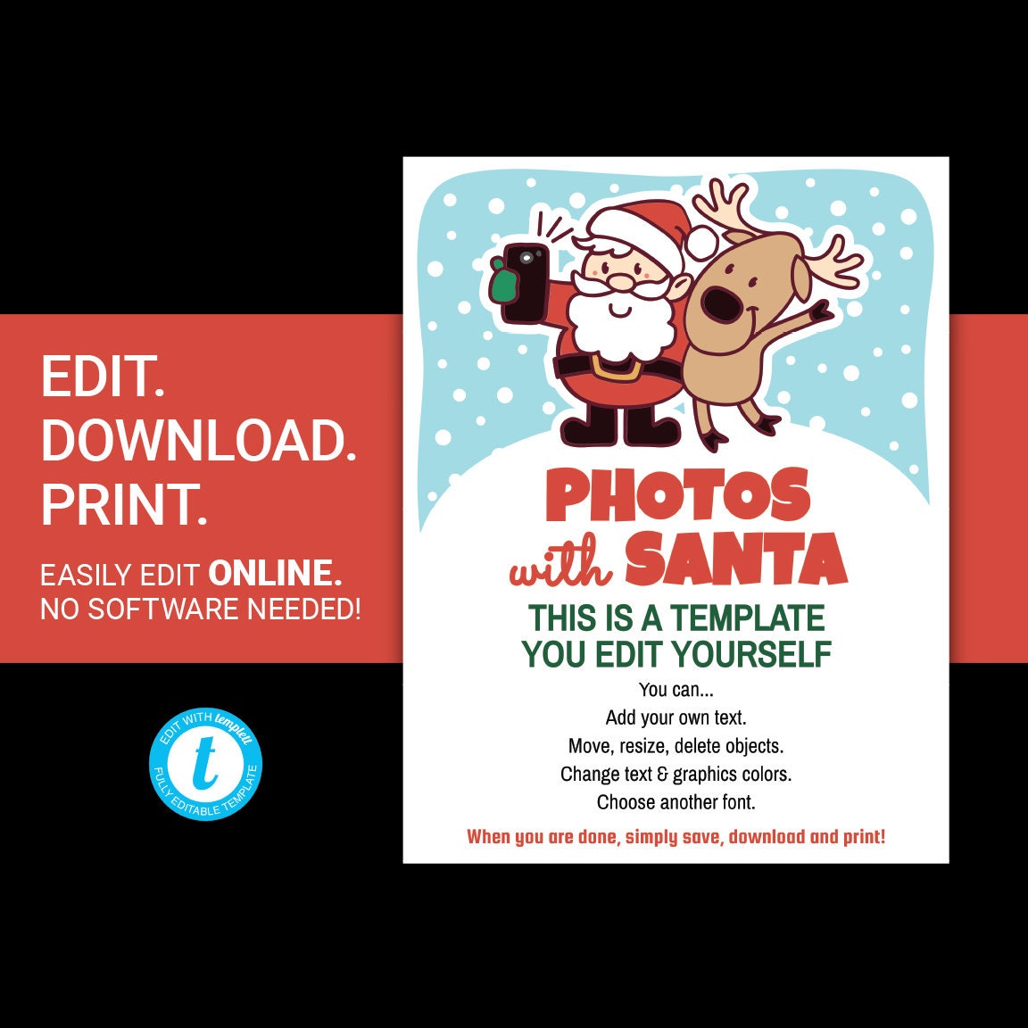 EDITABLE Photos With Santa Claus Christmas Kids Photography Event ...