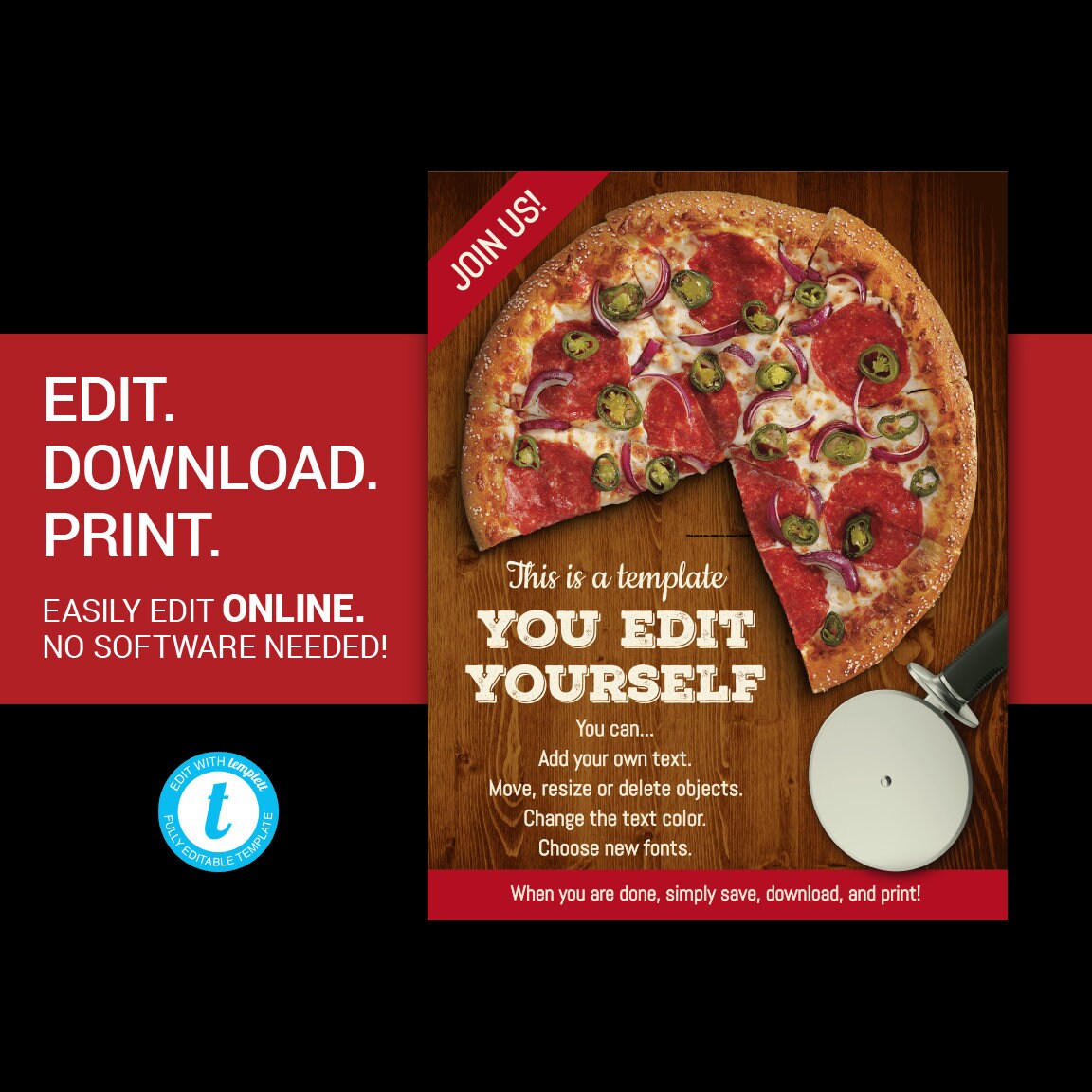 EDITABLE pizza fundraiser flyer pizza party invitation poster | Etsy