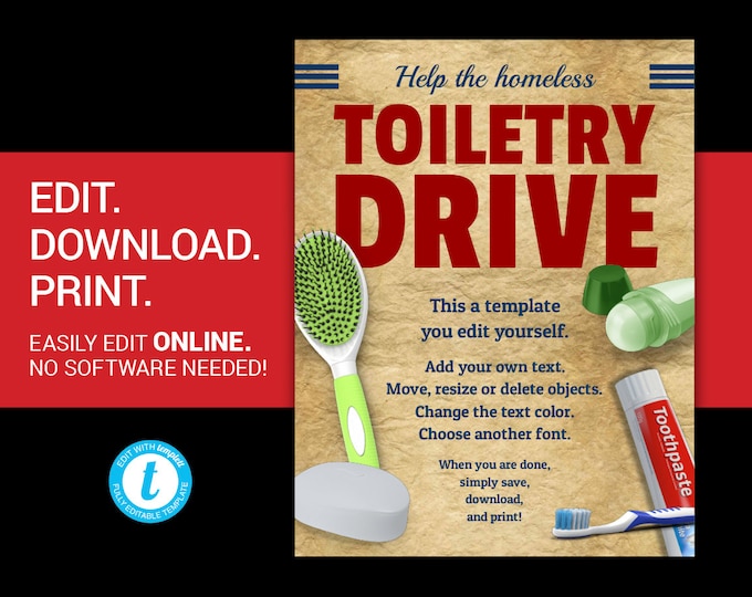 EDITABLE Toiletry Drive Flyer Homeless Drive Flyer Toiletries - Etsy