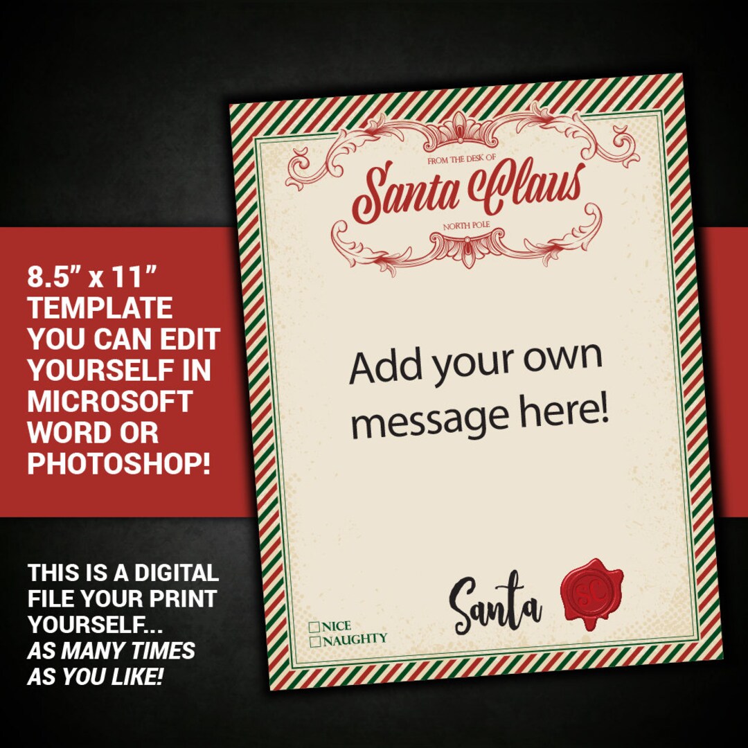 Letter From Santa Claus, Editable, Santa Letter, Santa, Letter ...