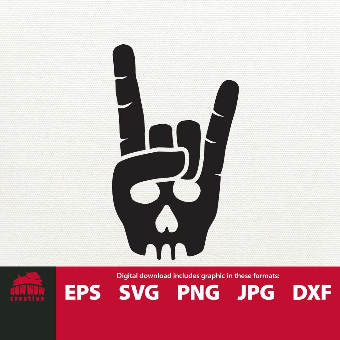 Rock on Rock and Roll Skull Hand Sign Symbol Svg Hard Rock Rock N Roll ...