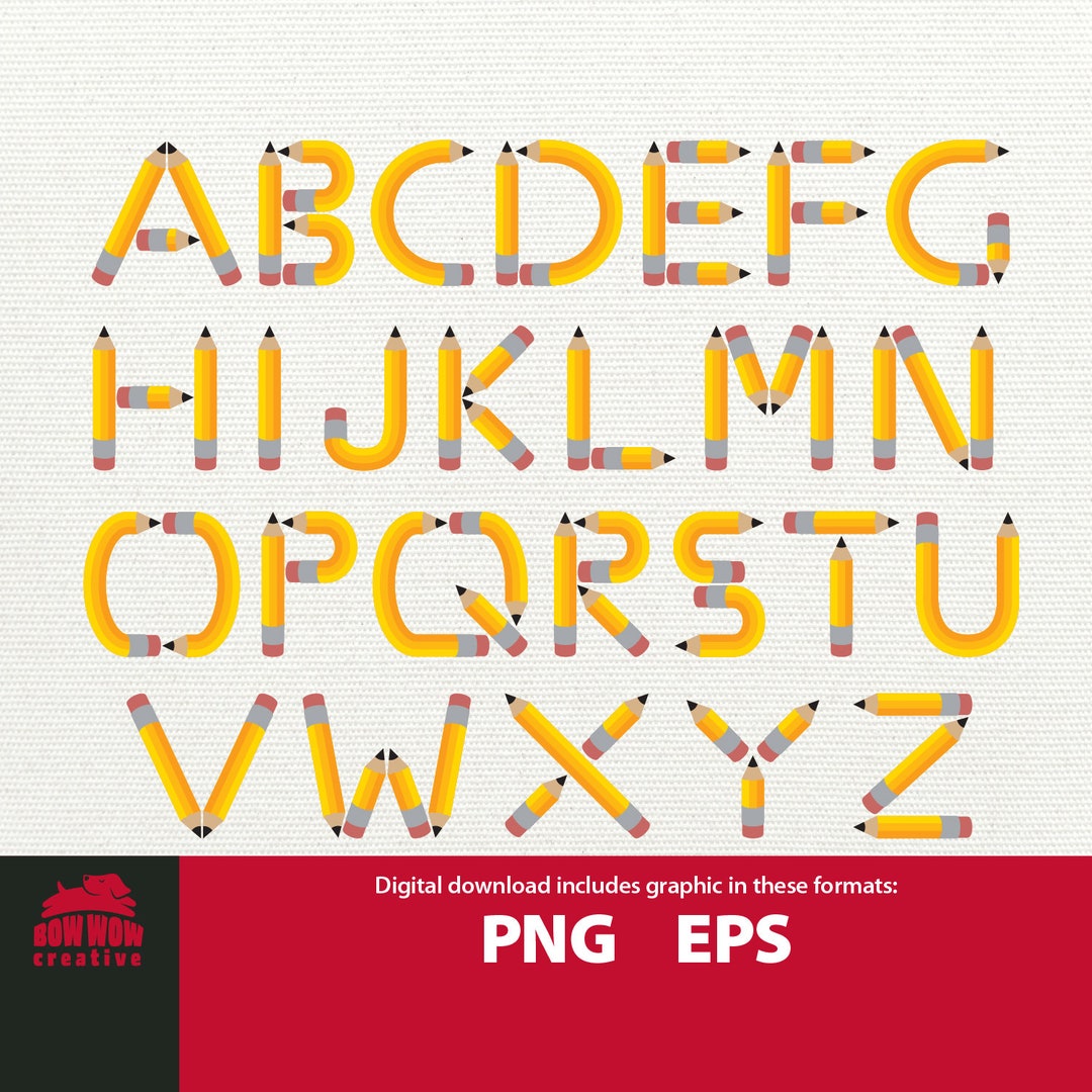 Pencil Alphabet Letters Digital Clipart Clip Art Abc's Back to School ...