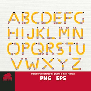 Pencil Alphabet Letters Digital Clipart Clip Art Abc's Back to School ...
