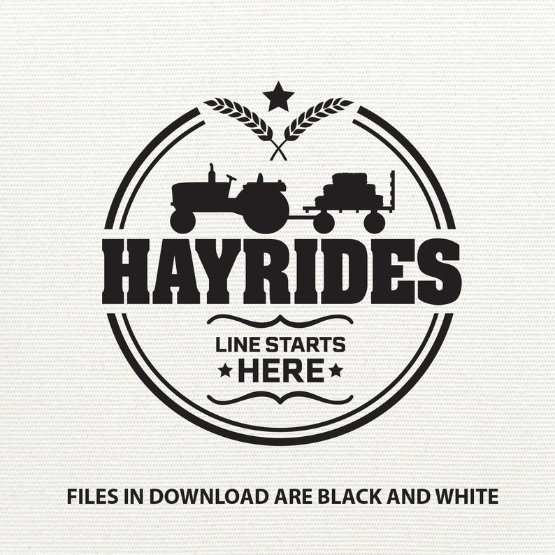 Hayrides Sign Svg Farm Tractor and Bales of Hay Fall Autumn - Etsy