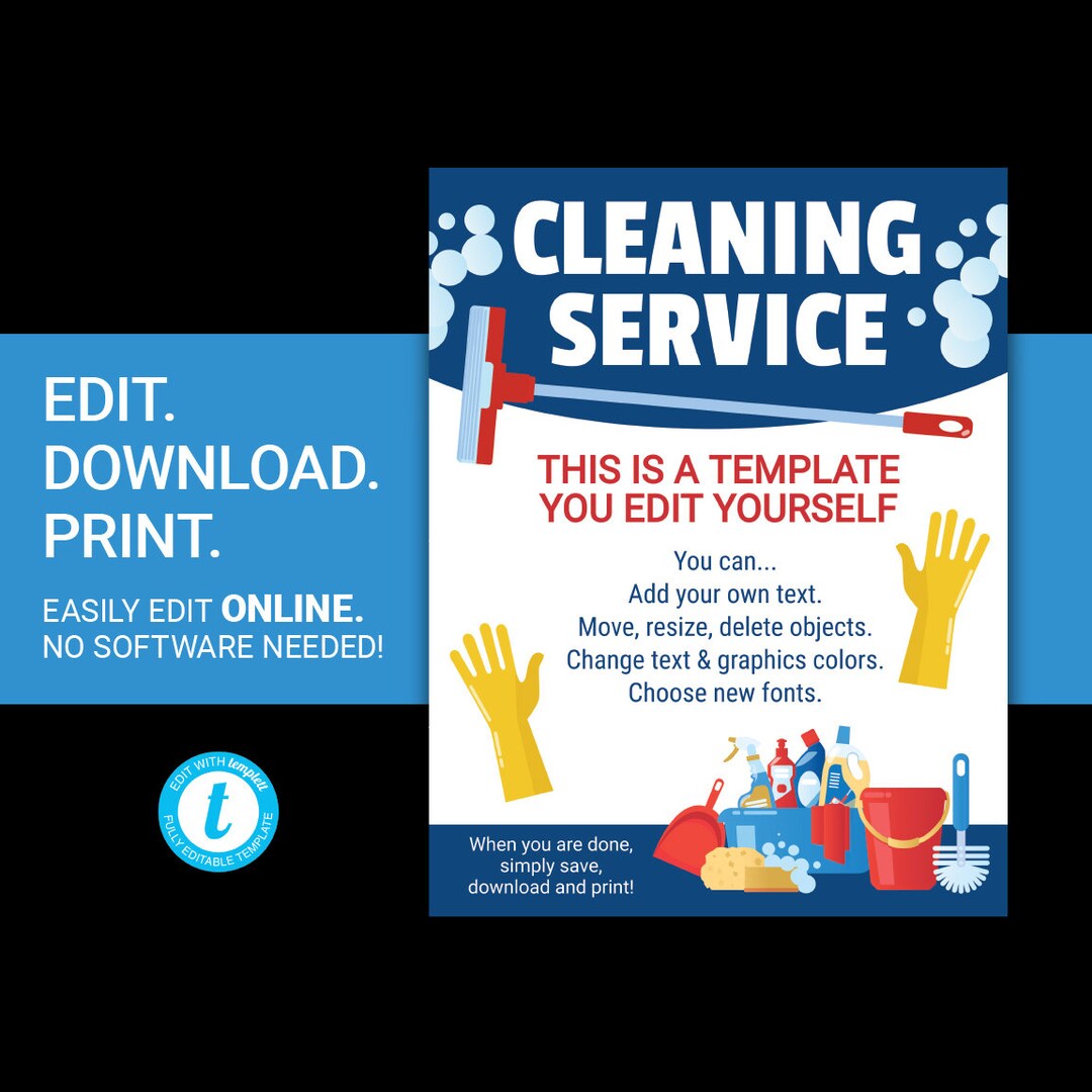 EDITABLE House Cleaning Service Business Flyer Janitor Maid Service for ...