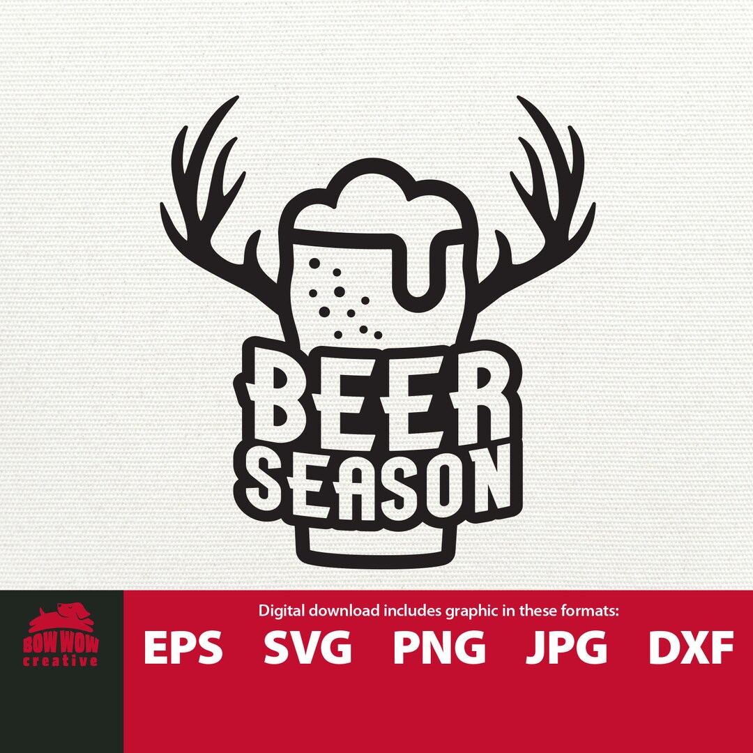 Beer Season Svg Deer Hunter Svg Deer Horns on Beer Svg Gift for Hunter ...