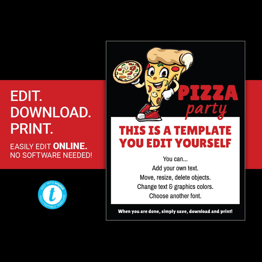 EDITABLE Pizza Fundraiser Flyer Pizza Party Invitation Poster Pizza ...