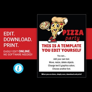 EDITABLE Pizza Fundraiser Flyer Pizza Party Invitation Poster Pizza ...