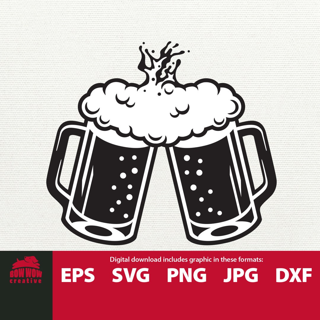Cheers Beer Mugs Clink Clinking Foam Splashing Svg Clipart Beer Mug ...